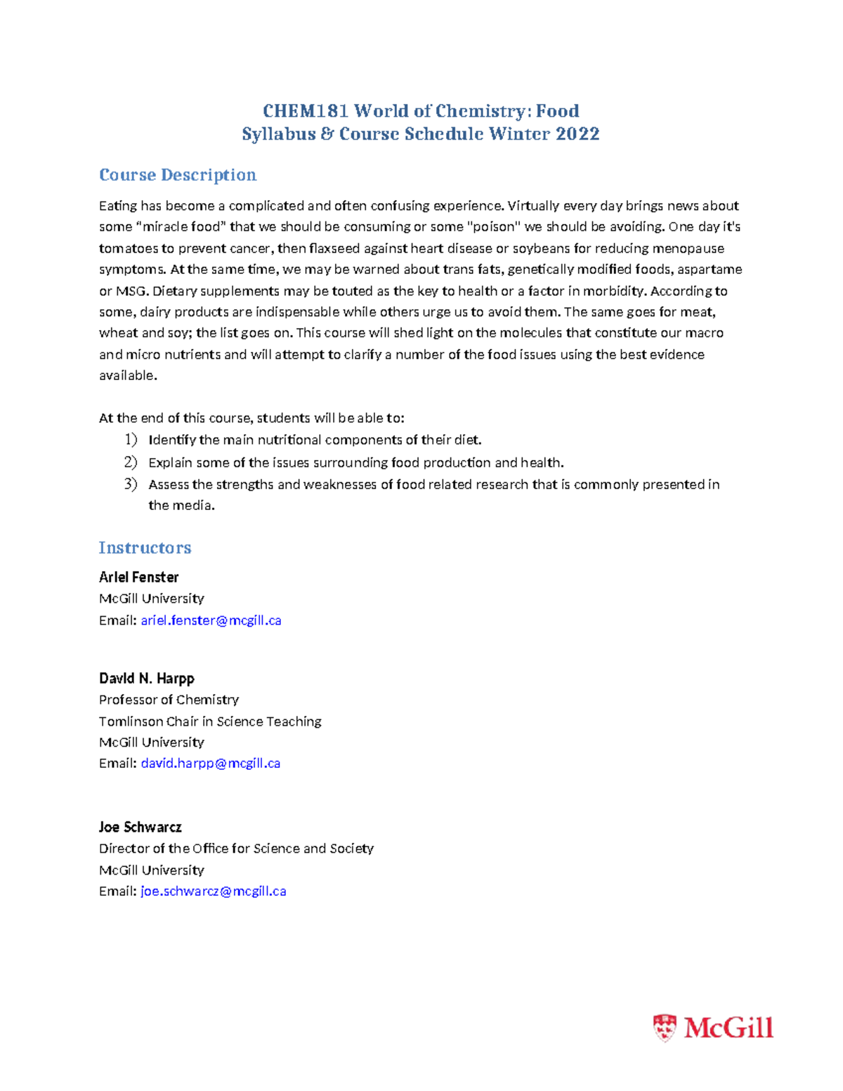 CHEM181 Food Chemistry Course Notes - Winter 2022 - Studocu