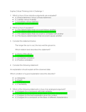 Sophia Critical Thinking Unit 3 Challenge 3 - Sophia Critical Thinking Unit 3 Challenge 3 Which ...