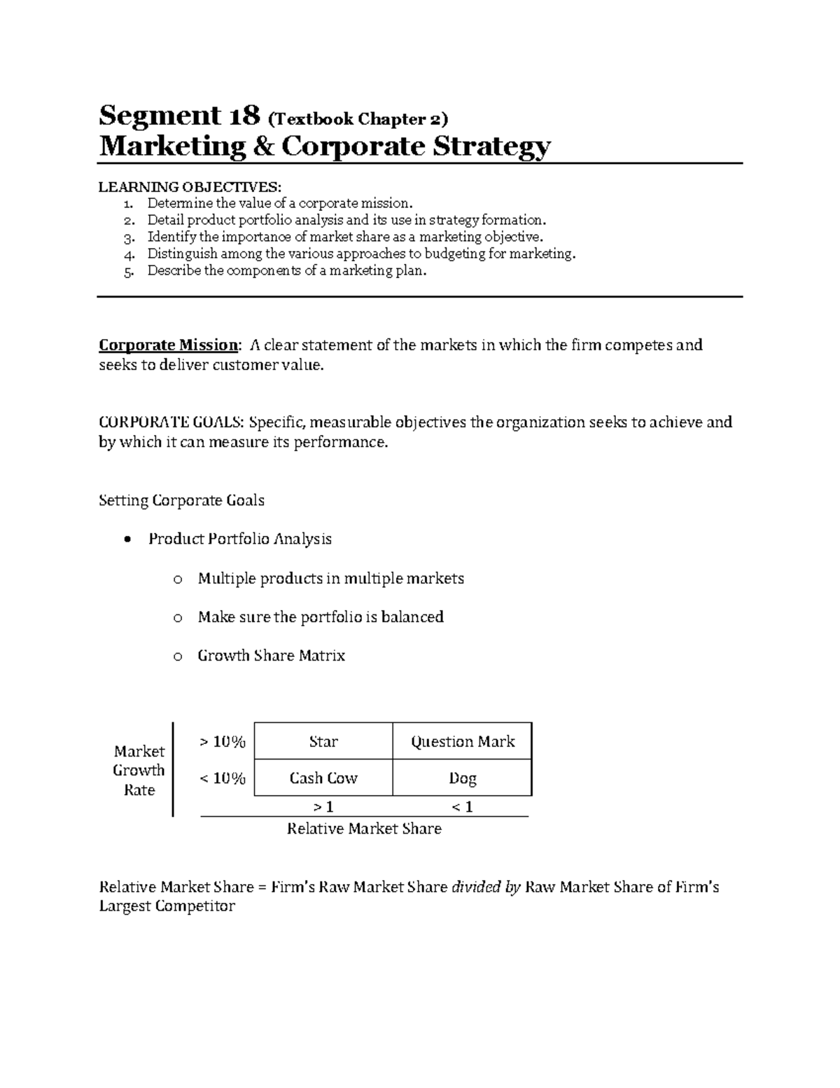 Marketing & Corporate Strategy: Key Components and Goals - Segment 1 8 ...