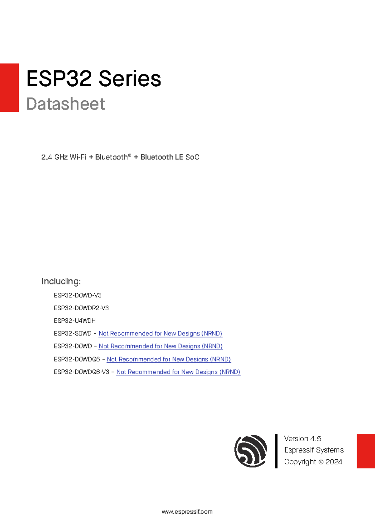 ESP32 Series Datasheet v4 - Complete Overview and Specifications - Studocu
