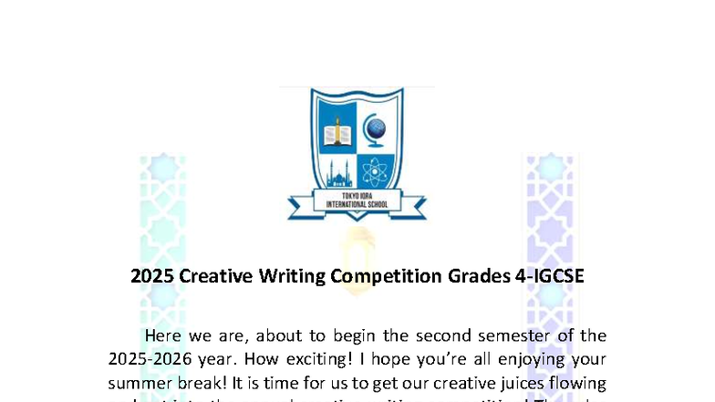 Creative Writing Competition Guidelines 2025-2026 - Studocu