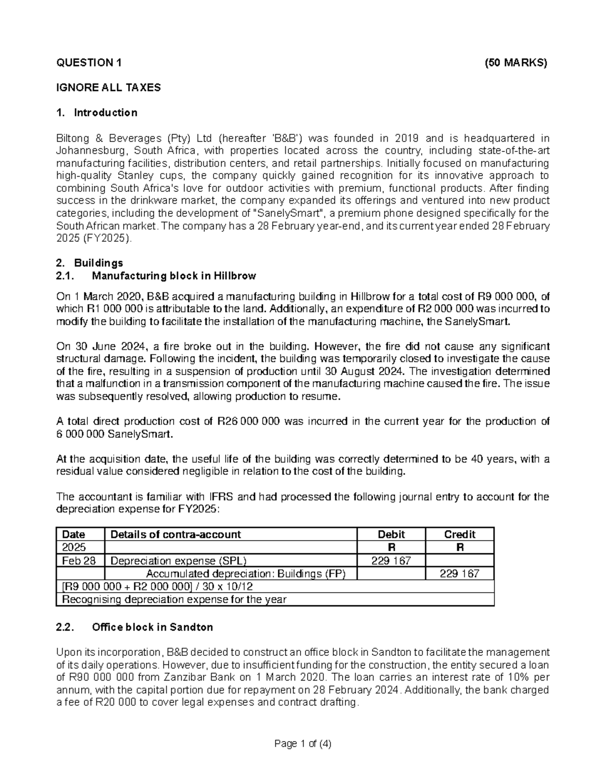 Accounting 300 - Assets (Question) - QUESTION 1 ( 50 MARKS) IGNORE ALL ...
