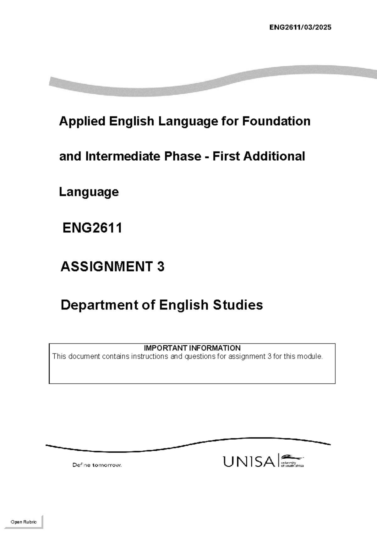 ENG2611 Assignment 3: Essay on Diversity in South African Literature ...