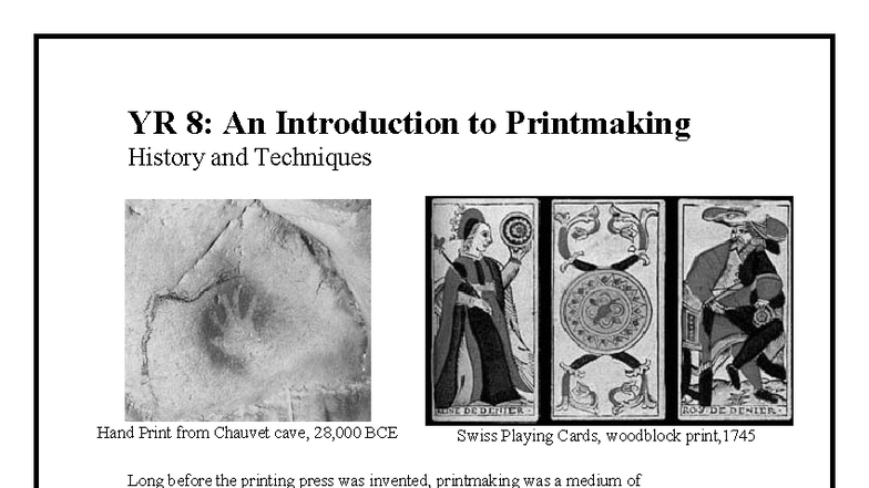 YR 8 i Ntroduction TO Printmaking - YR 8: An Introduction to ...