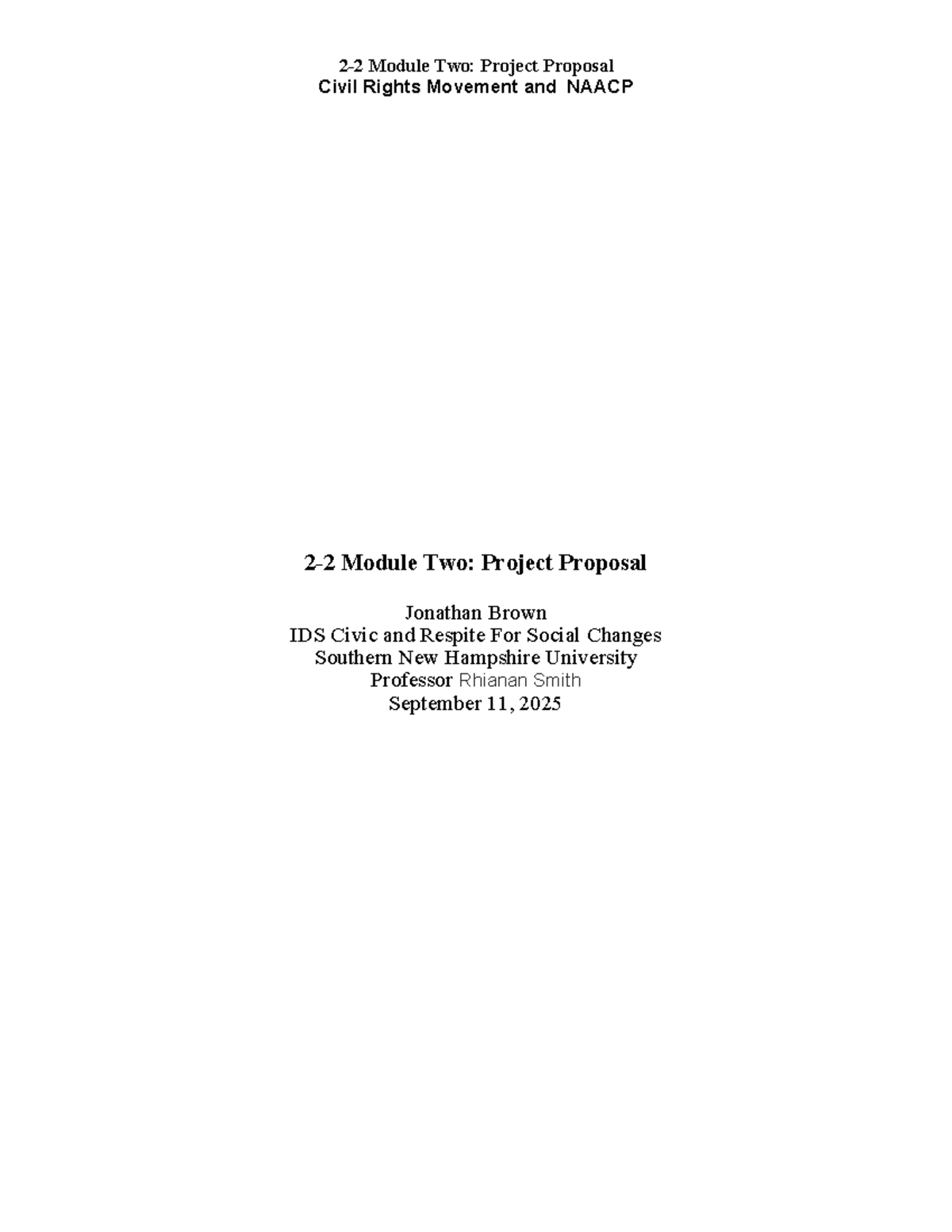 IDS 2-2 Module Two: Project Proposal on Civil Rights Movement & NAACP ...