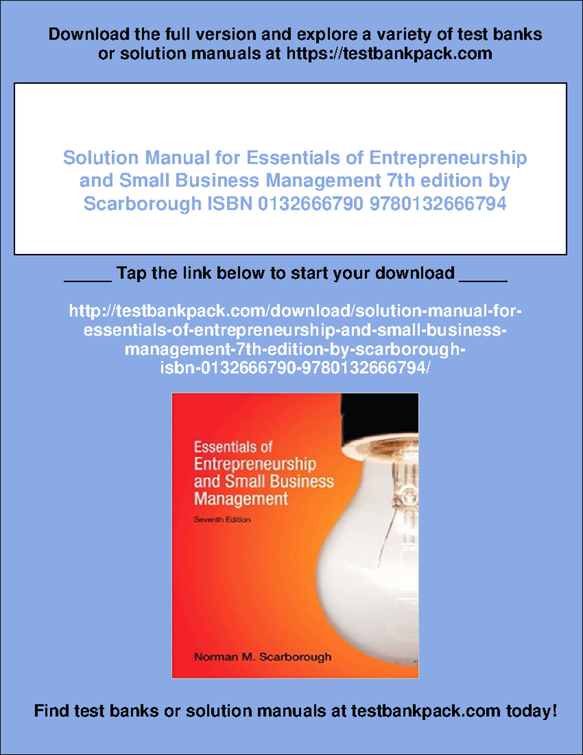 Solution Manual for Essentials of Entrepreneurship & Small Business ...