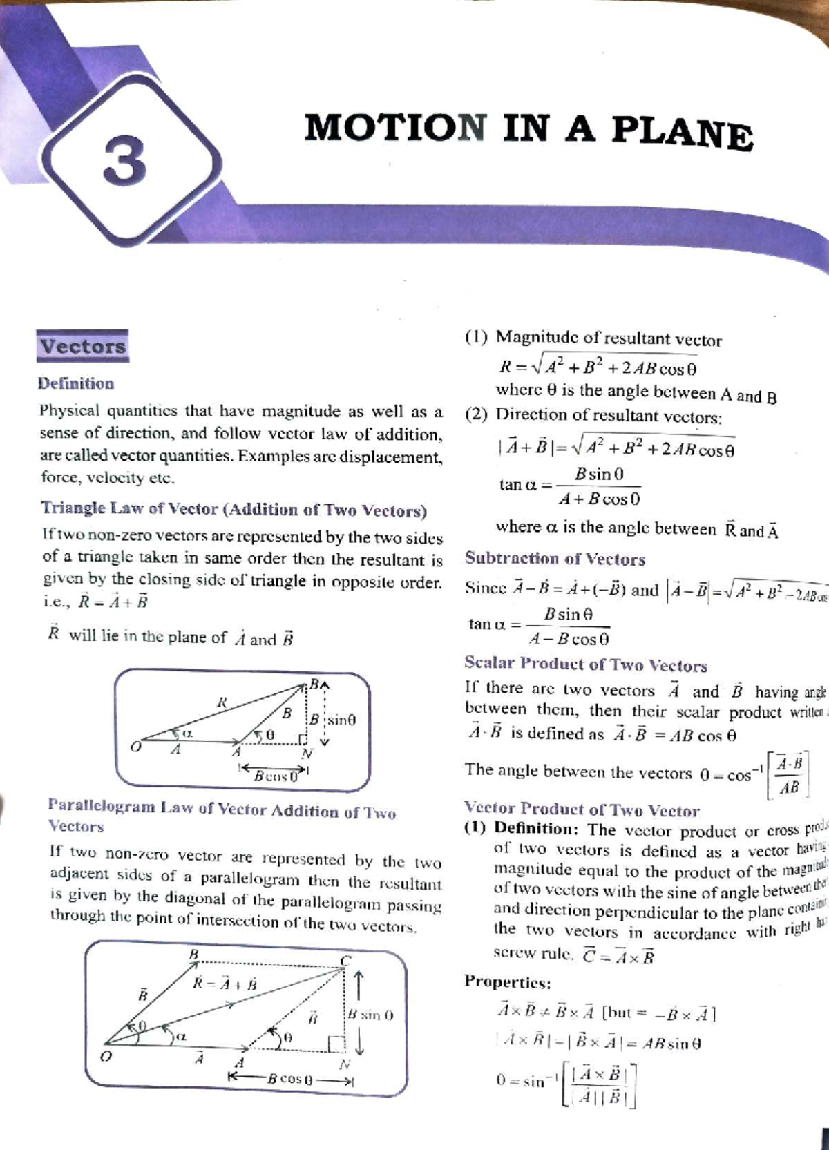 Physics - 2D Motion, NLM, WPE: Comprehensive Study Notes - Studocu