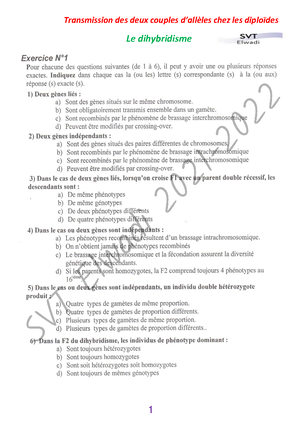 Exercice de dihybridisme chez la drosophile corrigé - Sciences de la ...