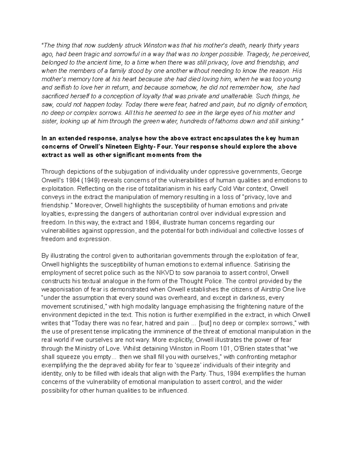 1984: Key Human Concerns in Orwell's Dystopia - SBHS Trial Analysis ...