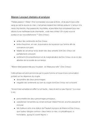 Manon Lescaut Citations et références - Manon Lescaut – Citations et ...