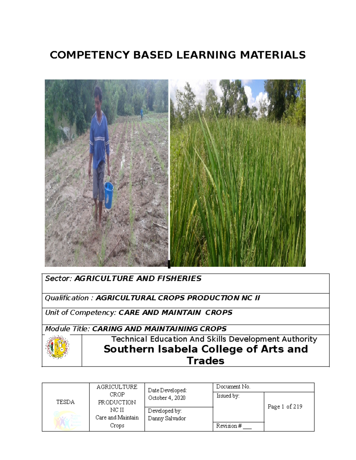 Agricultural Crops Production NC II: Caring & Maintaining Crops - Studocu