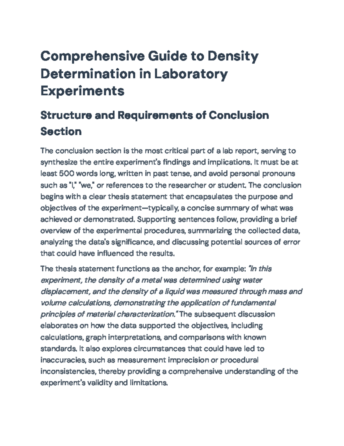 Density Determination in Lab Experiments: A Comprehensive Guide - Studocu