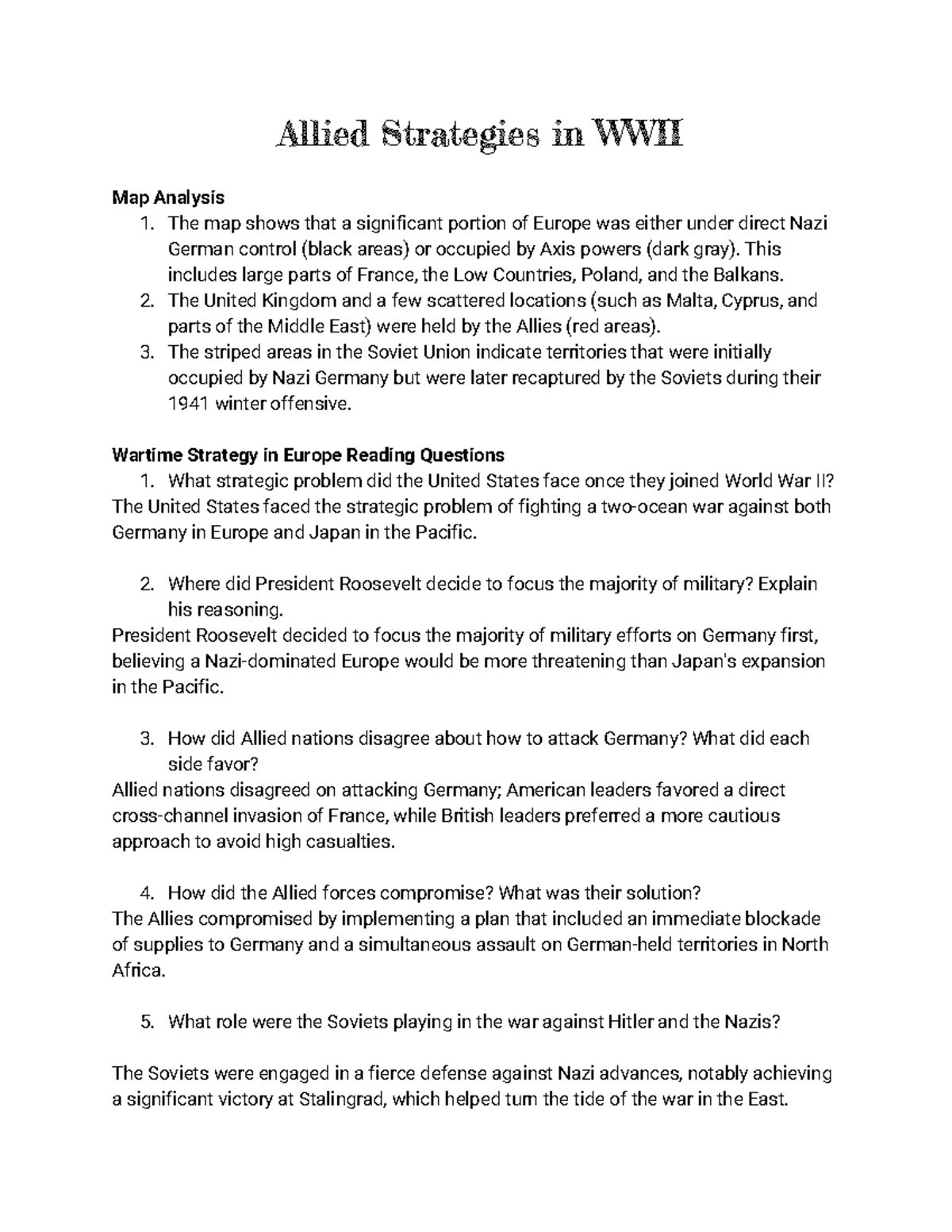 Allied Strategies and Key Battles in WWII: Map Analysis & Insights ...