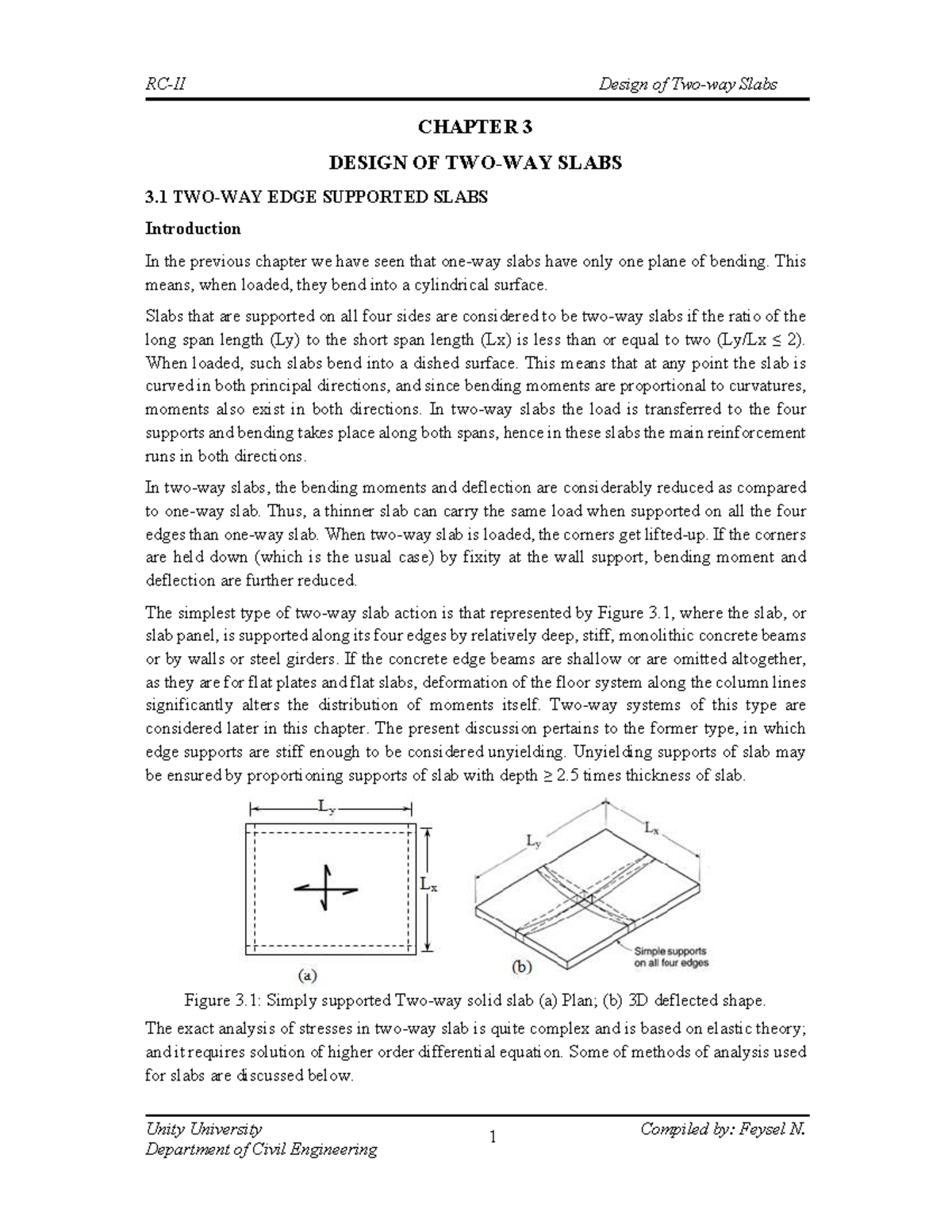 Design of Slabs: Chapter 3 - Edge Supported Slabs Analysis - Studocu