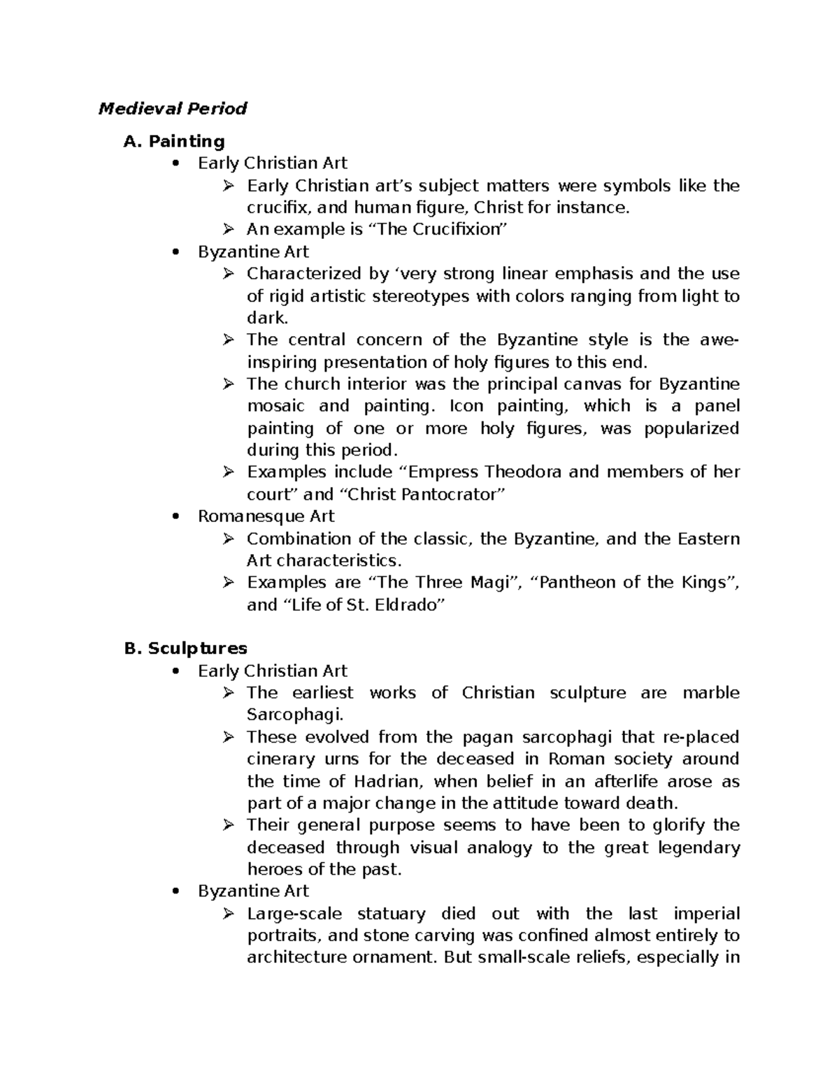 Group 1: Overview of Medieval and Gothic Art Styles - Studocu