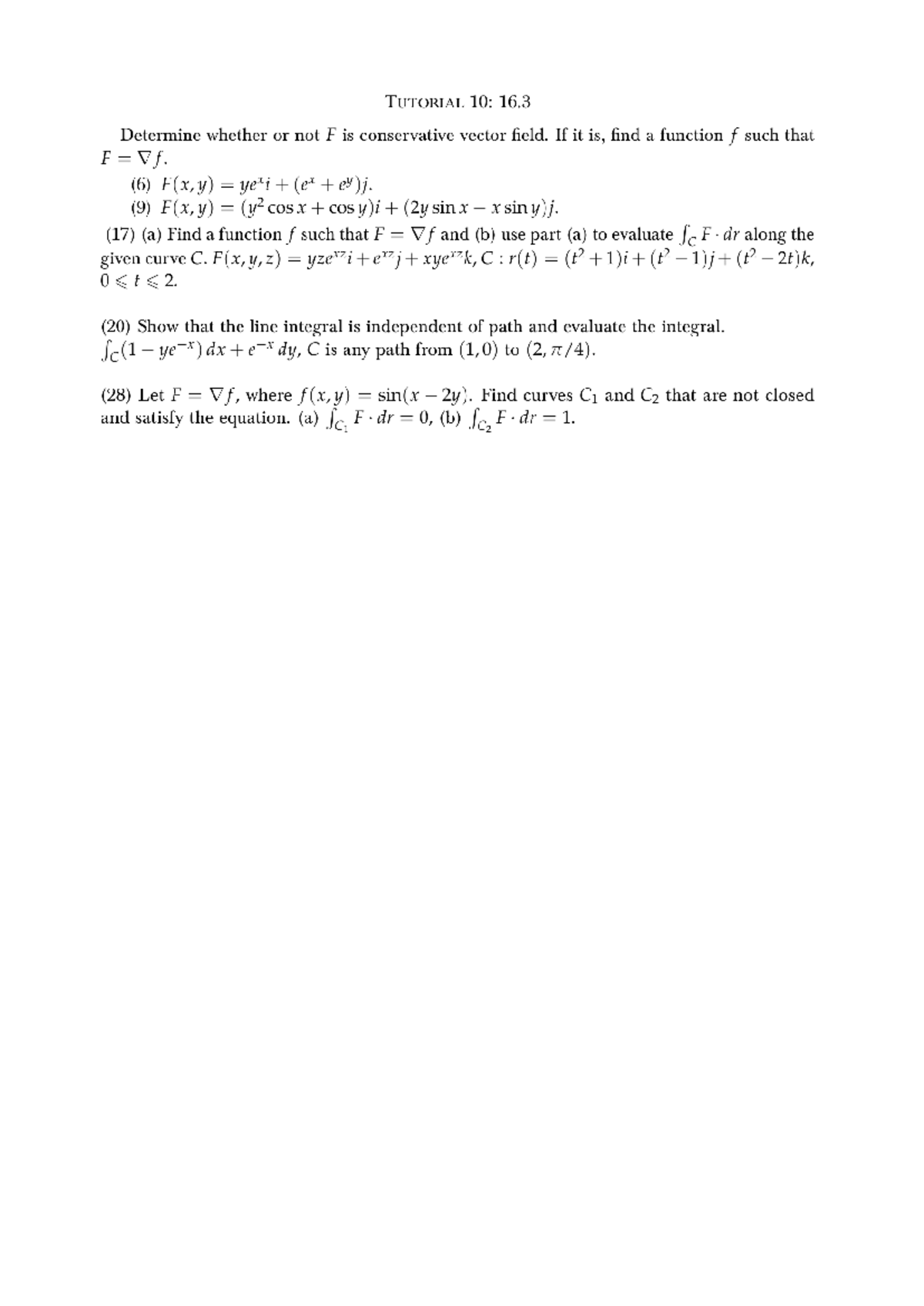 Tut questions chapter 16.3 - TUTORIAL 10: 16 Determine whether or not F ...
