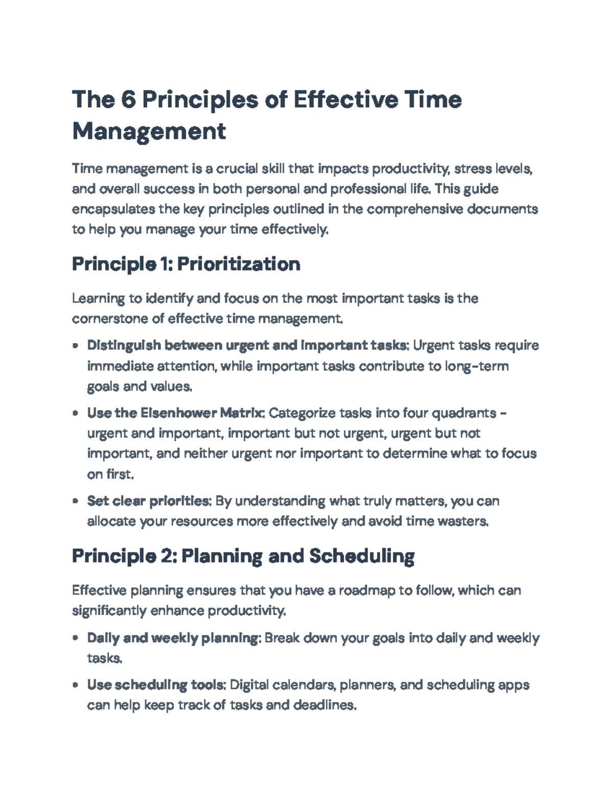 Effective Time Management: 6 Key Principles for Success Guide - Studocu