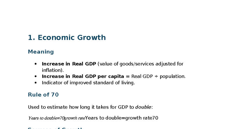 Economic Growth & Business Cycle Notes (ECO 101) - Studocu