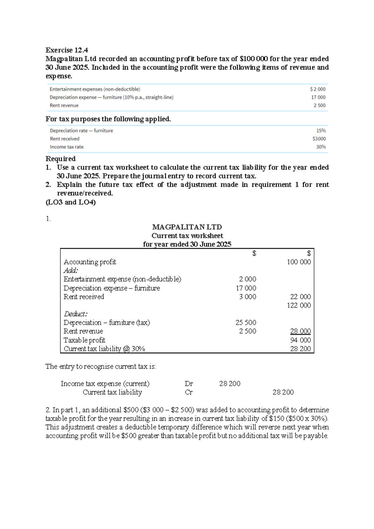 Income Tax Calculation and Current Tax Liability for MAGPALITAN & BONDI ...