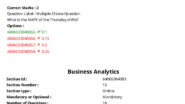 Business Analytics - PYQ - BA (Multiple Choice Questions) - Studocu