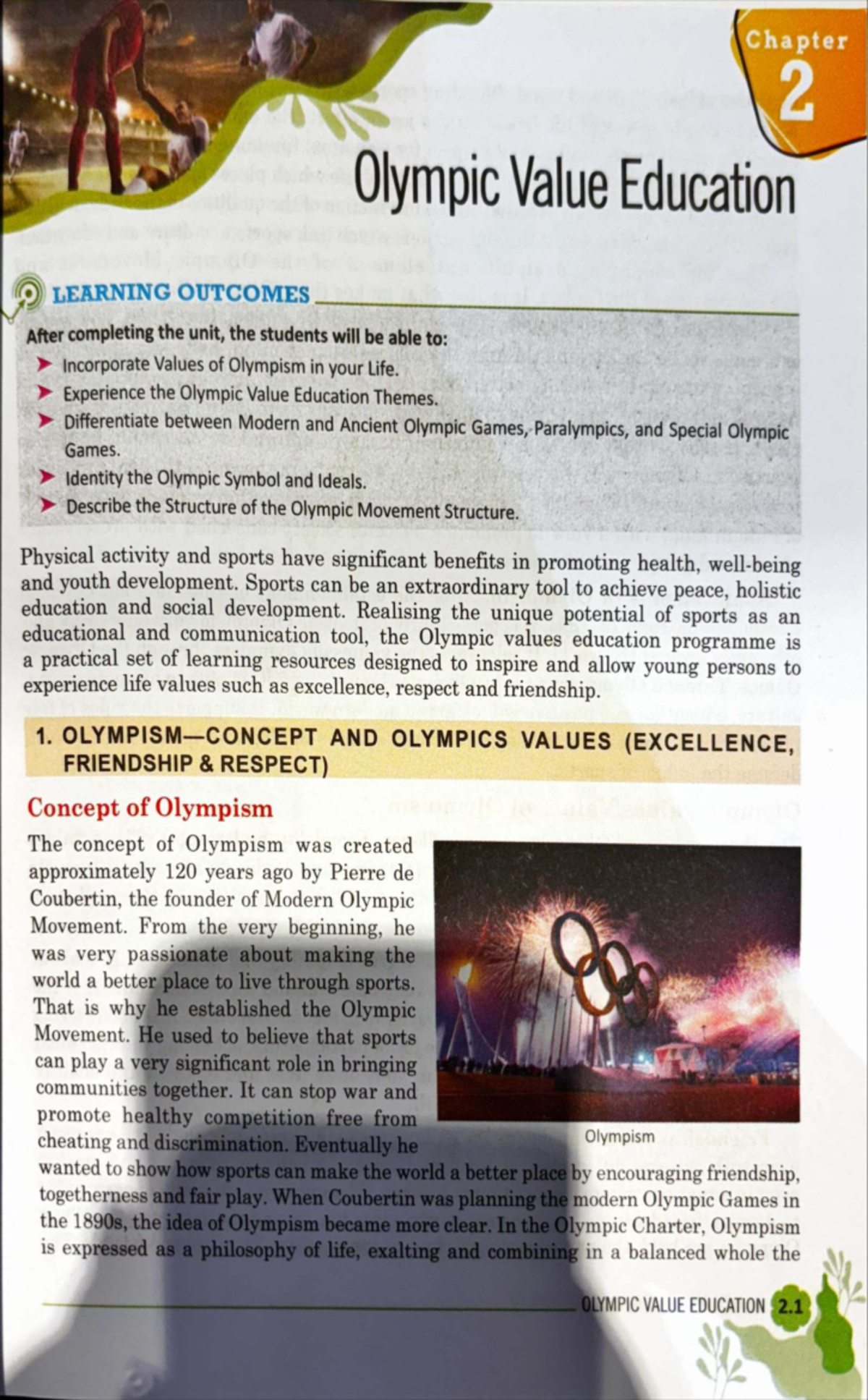 Chapter 2: Olympic Value Education and Its Significance in Sports - Studocu