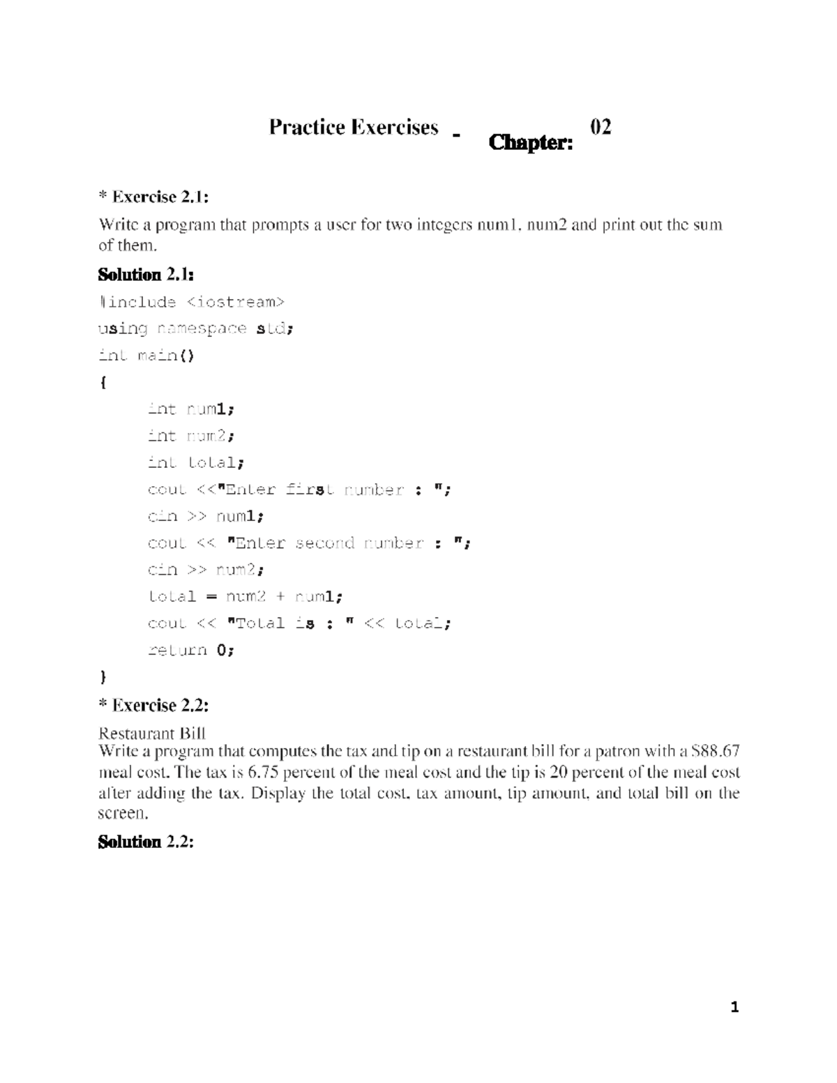 Chapter 2 Practice Exercises Cpp Anti Copy - Công nghệ thông tin 19IT ...