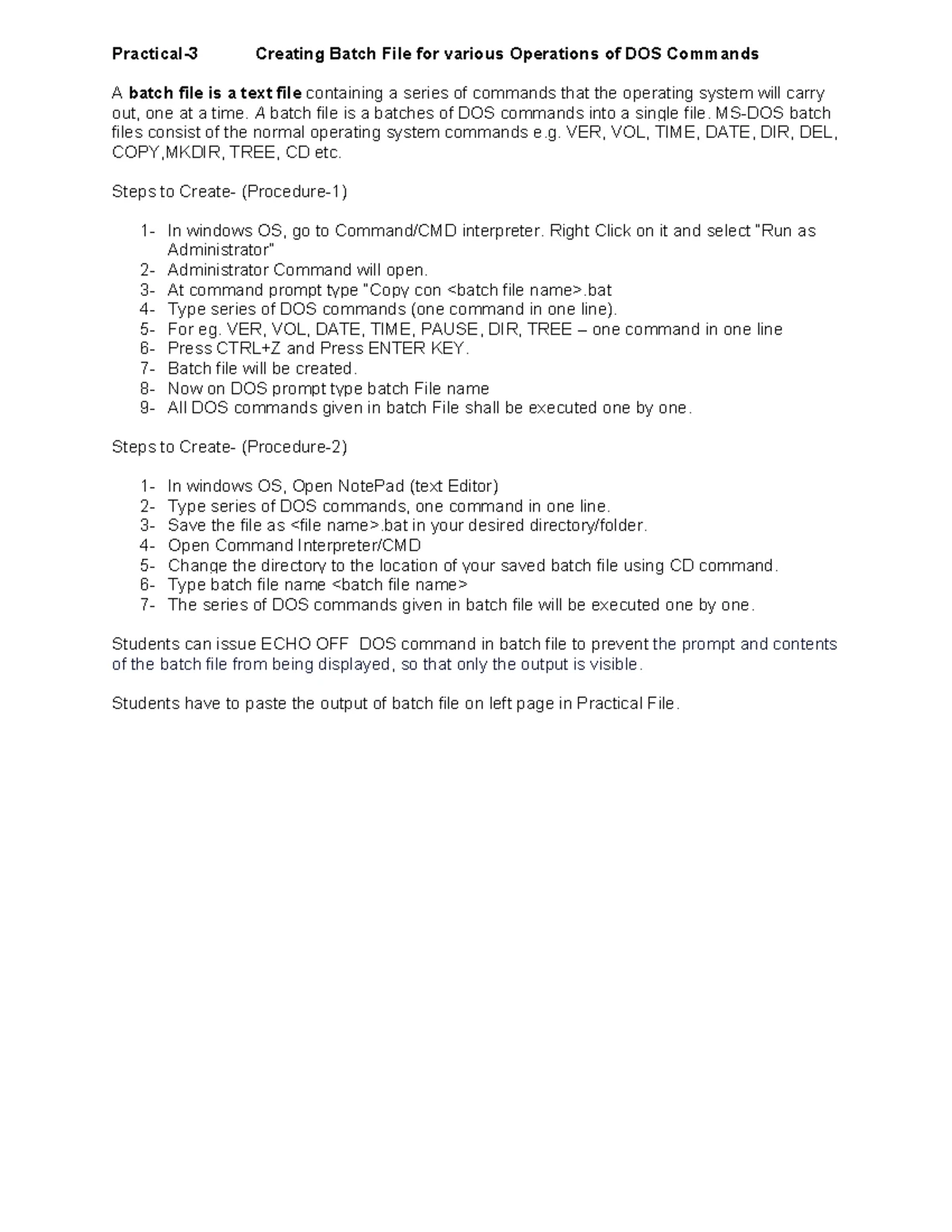 Internal DOS Commands: Syntax & Examples Guide - safbng - Studocu