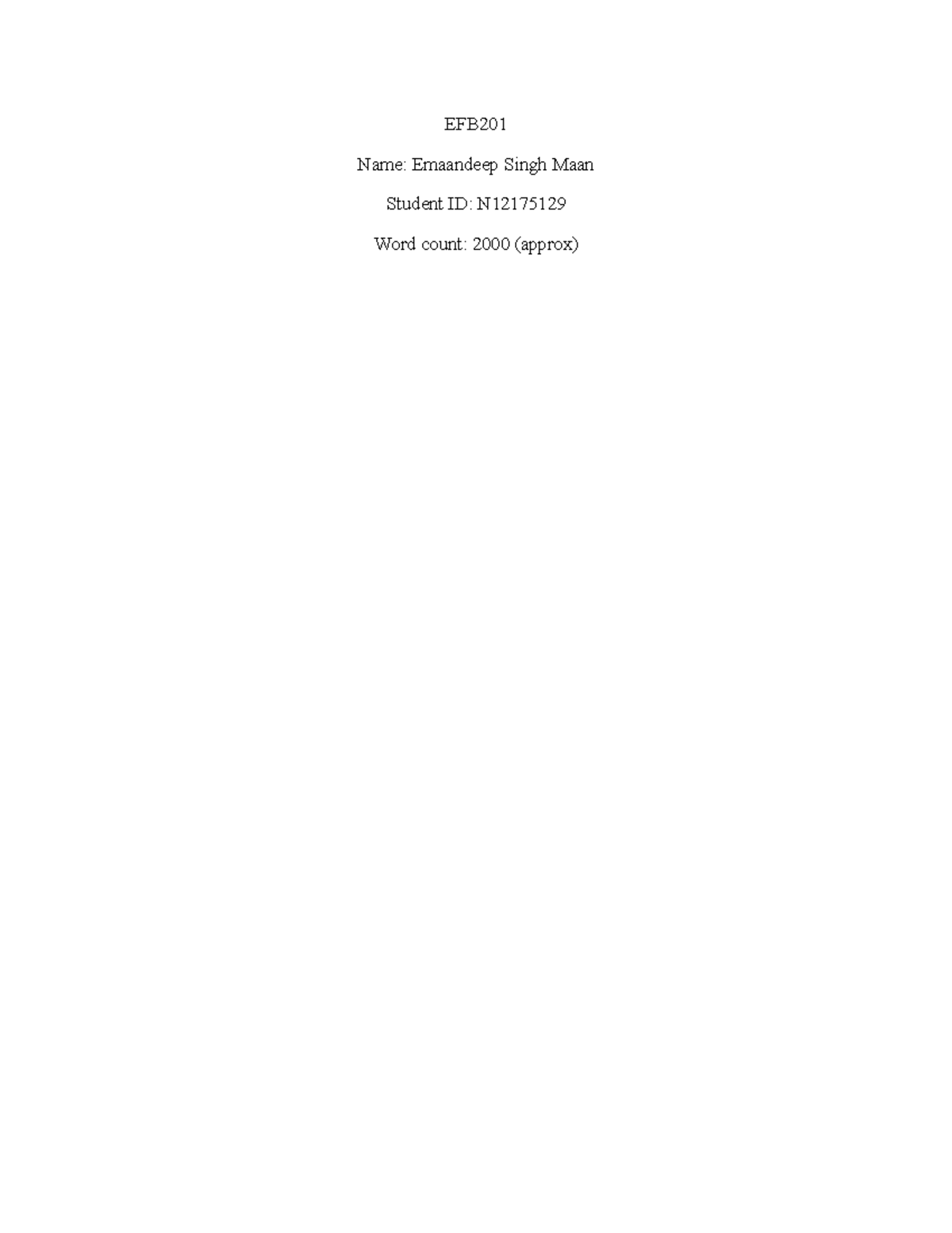 EFB201 Final Essay: Portfolio Strategy for the Cavalier Fund - Studocu