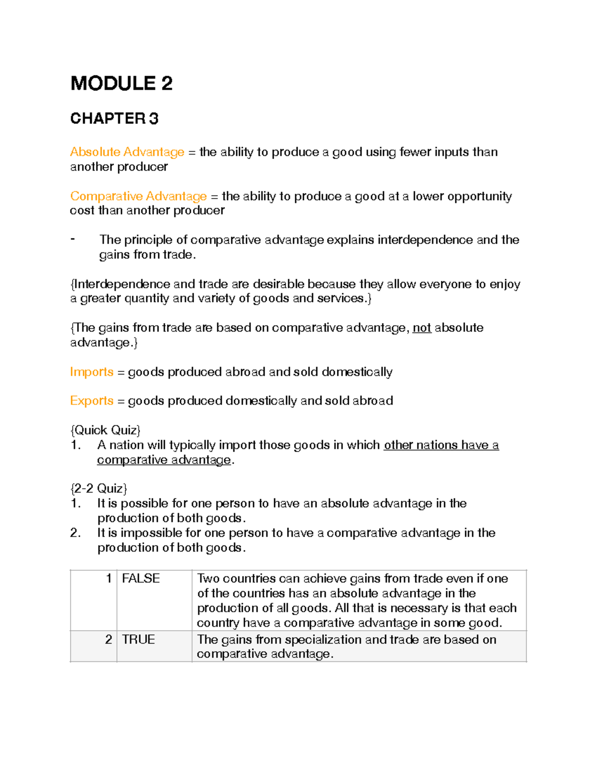 ECO 201 Module 2: Comparative Advantage and Trade Notes - Studocu