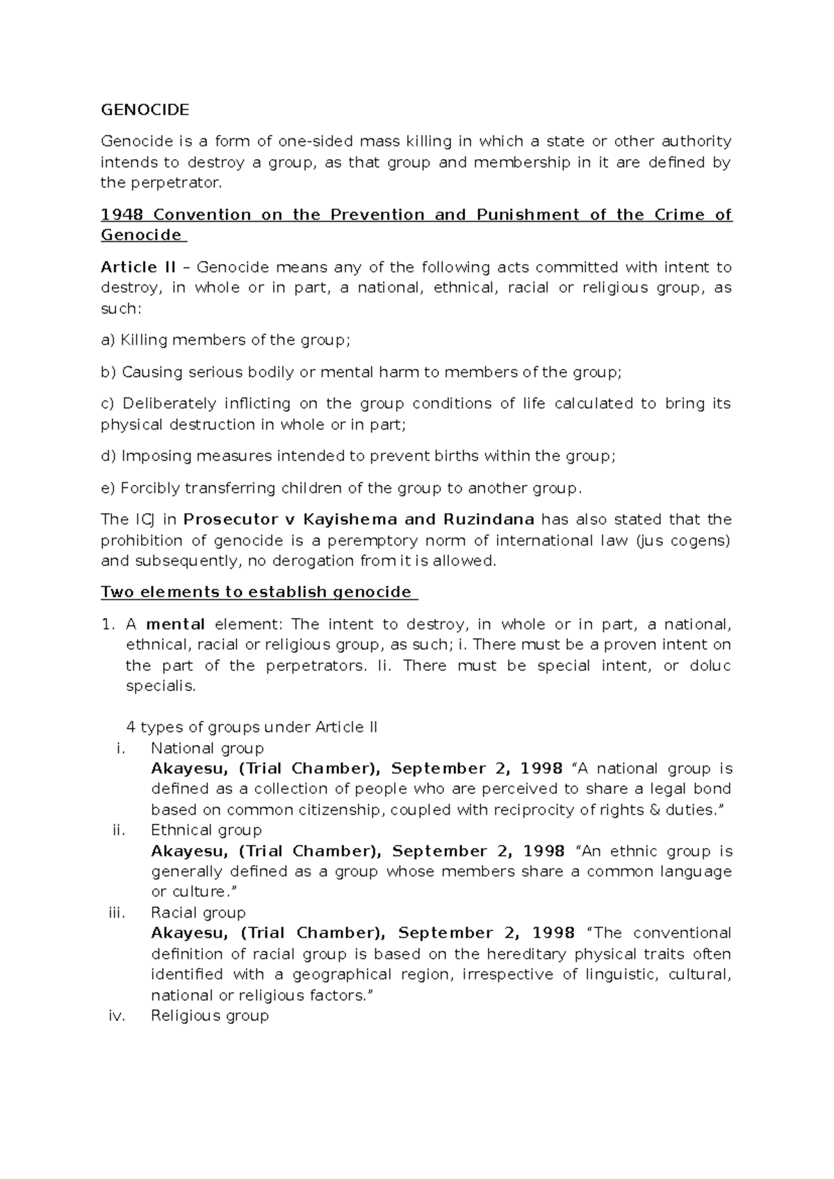 GENOCIDE: Key Concepts and Legal Frameworks (Course Code: GEN101) - Studocu