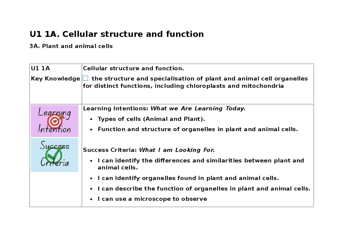 3A Plant and Animal Cell Microscopes - U1 1A. Cellular structure and ...