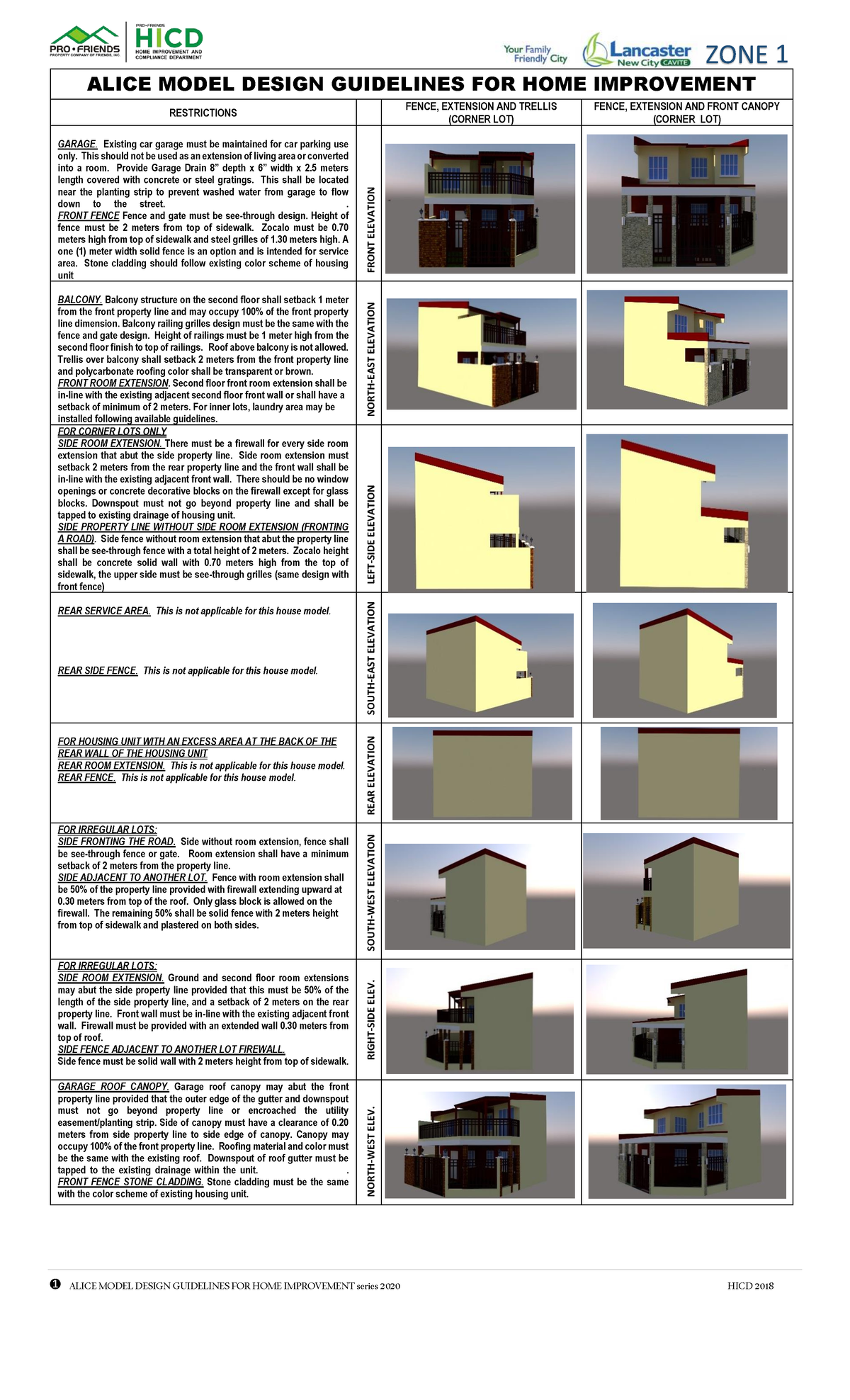 Z1 Alice Model Design Guidelines for Home Improvement (Corner Lot ...