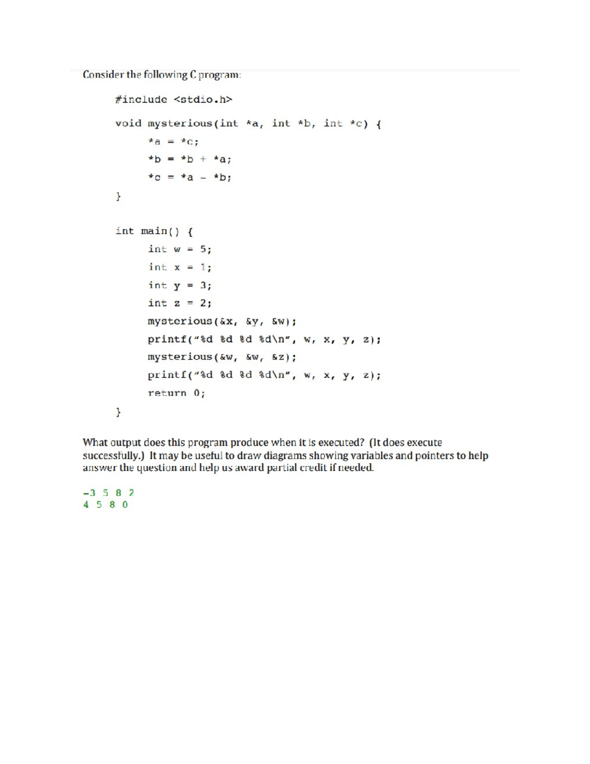 C Program Output Analysis - 4580 - Studocu
