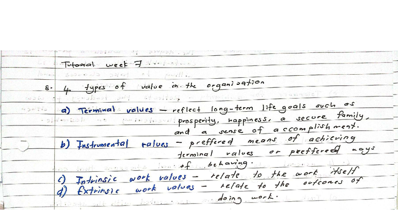 OB CS Week 7: Understanding 4 Types of Values in Organizations - Studocu