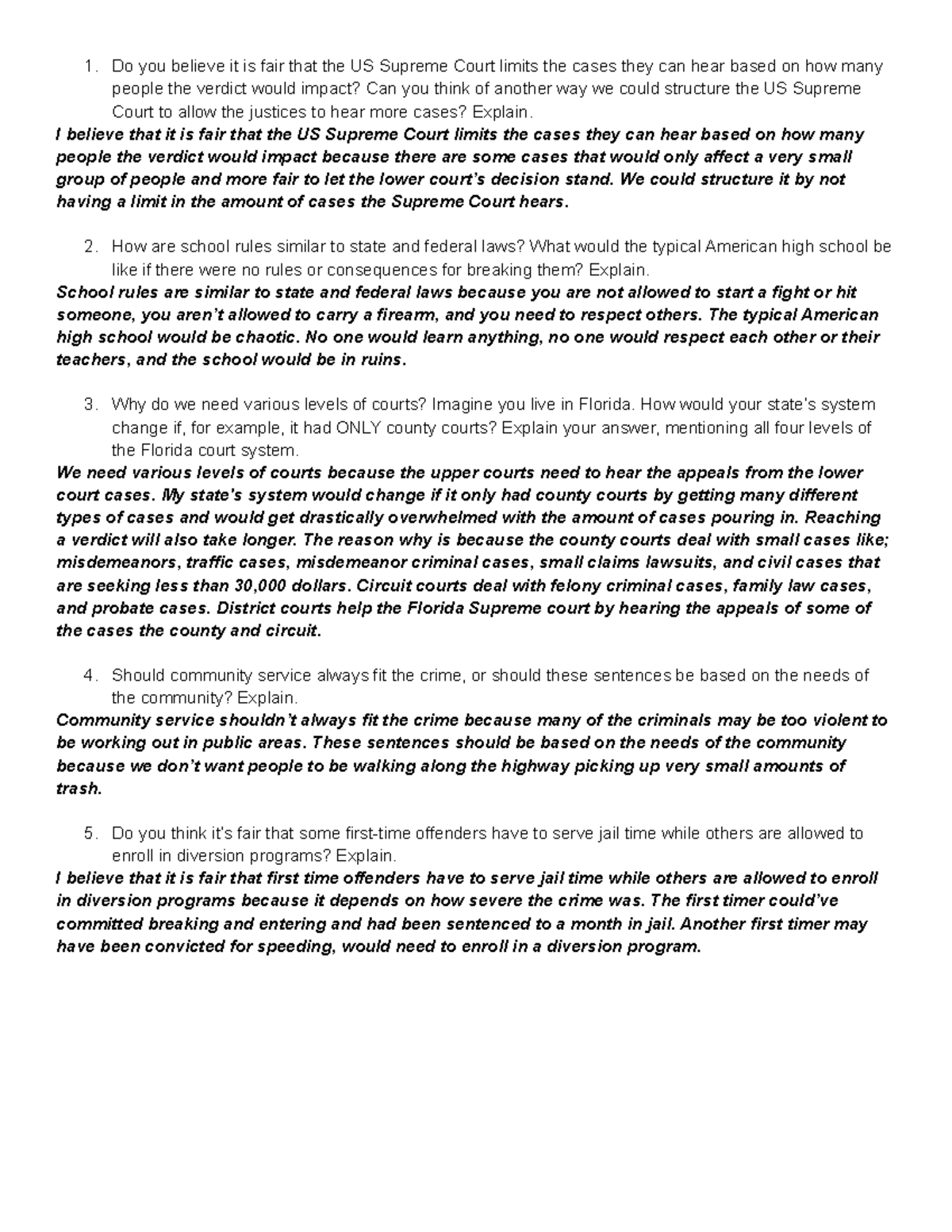 Unit 1 Critical Thinking Questions - Do you believe it is fair that the ...