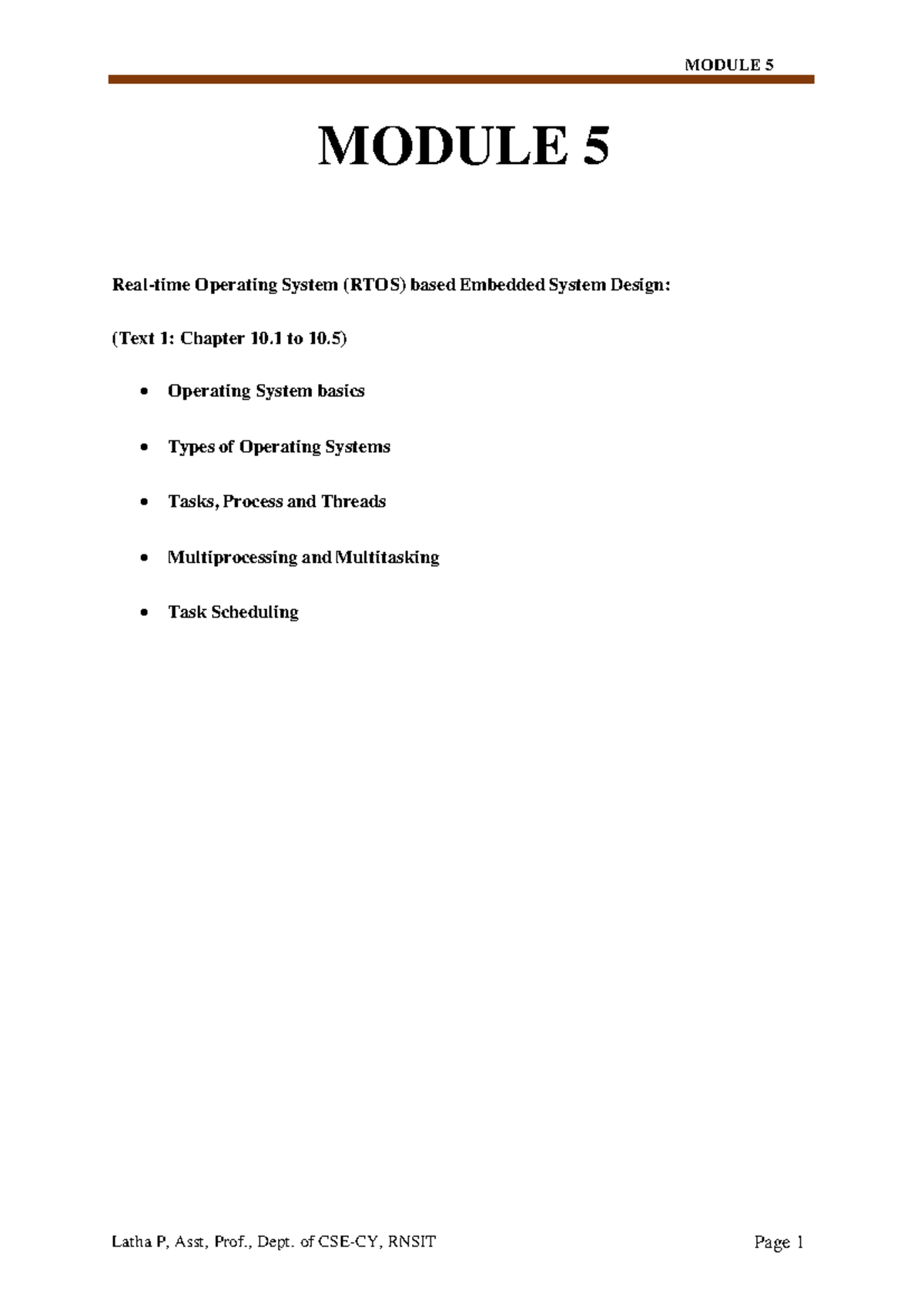 MODULE 5: Operating System (RTOS) Fundamentals and Design Concepts ...