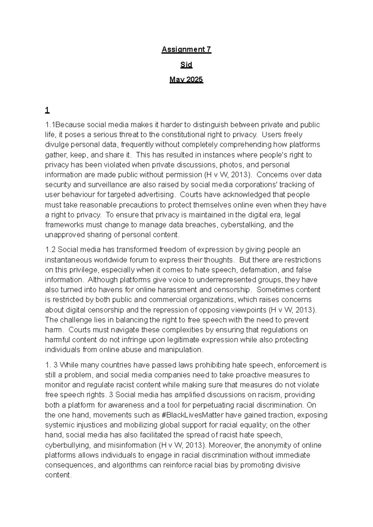 SJD Final Assignment: Social Media, Privacy, and Justice Issues - Studocu