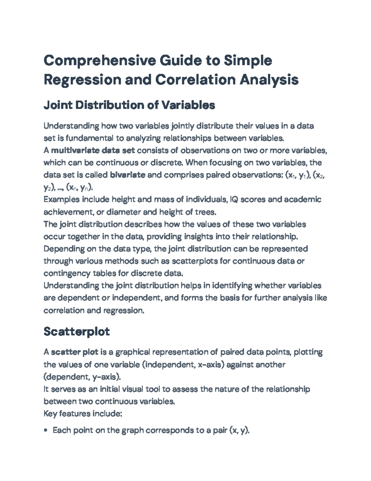 Comprehensive Guide to Simple Regression & Correlation Analysis (STAT 101) - Studocu