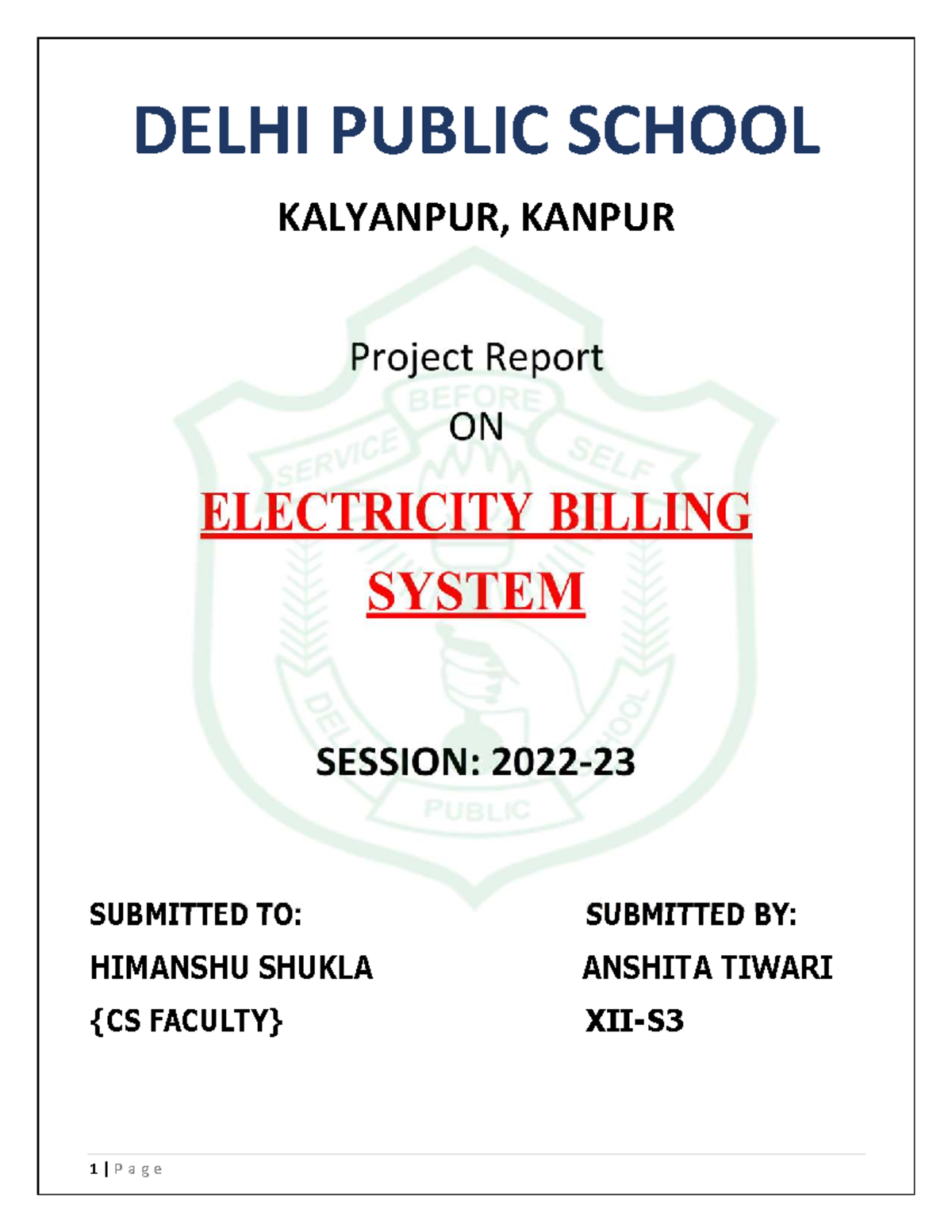 Project Report on Electricity Billing System - CS 622353975 - Studocu