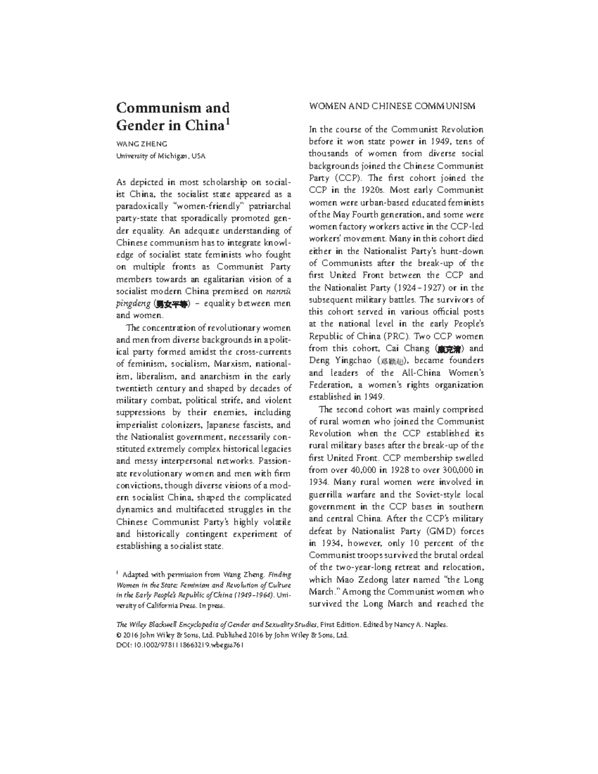 Communism and Gender in China: A Study of Feminism in the CCP - Studocu