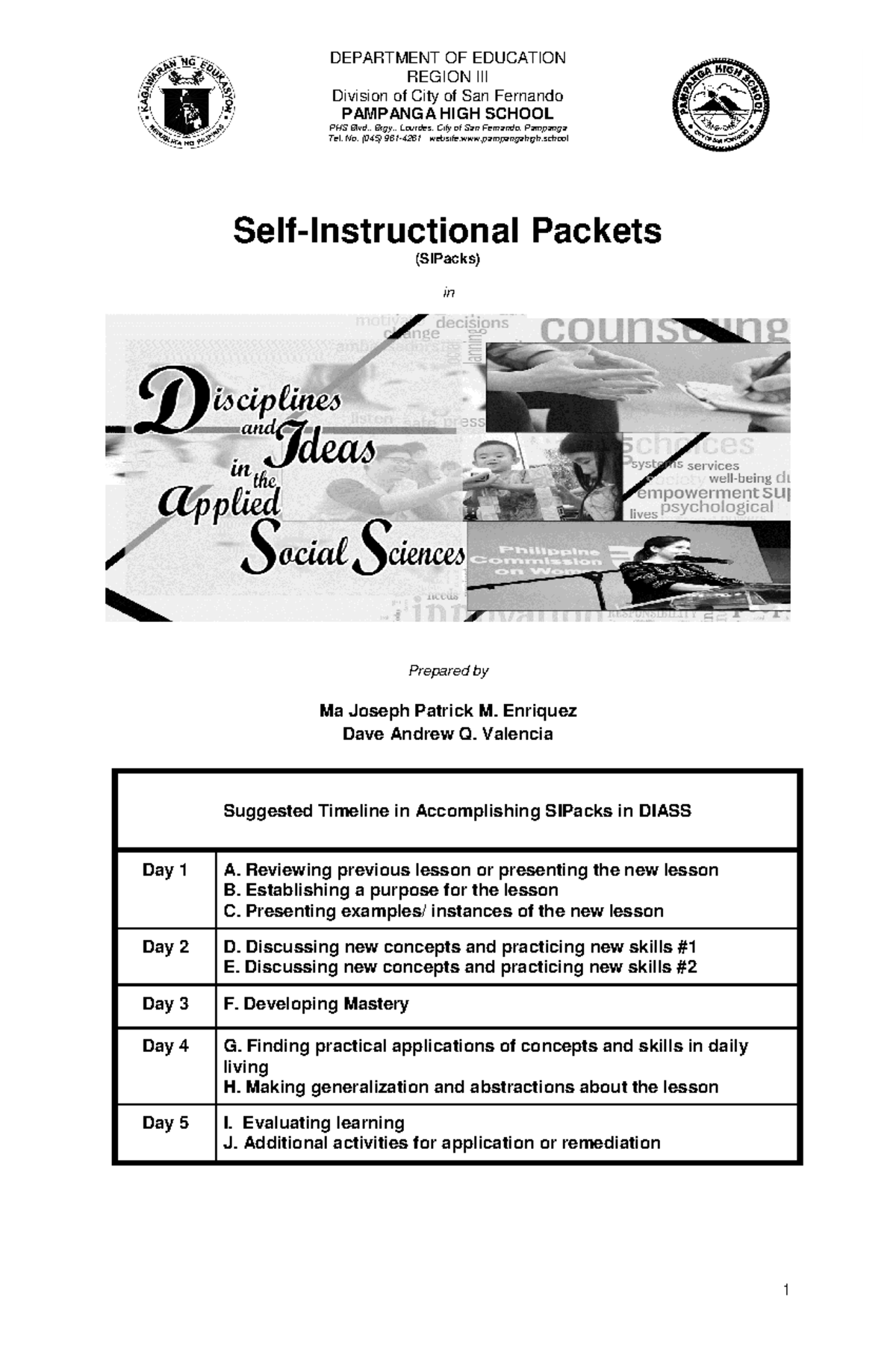 Self-Instructional Packets (SIPacks) for DIASS Students - Studocu