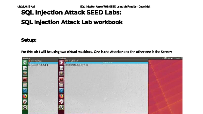 SQL Injection Attack Lab Results: SEED Labs (Lab2) - Studocu