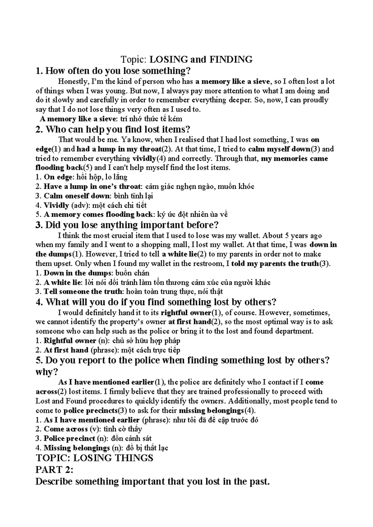 Losing and Finding: Insights on Memory and Personal Items - SPEAKING ...
