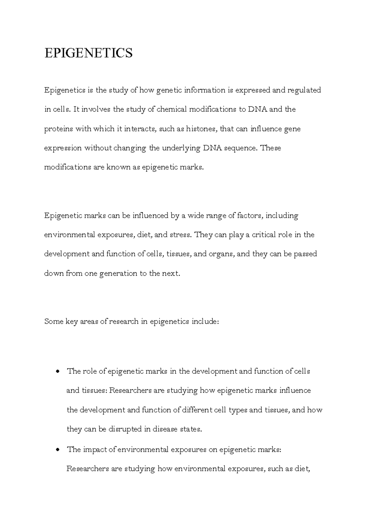 Epigenetics - Summary - factors affecting your genes - EPIGENETICS ...