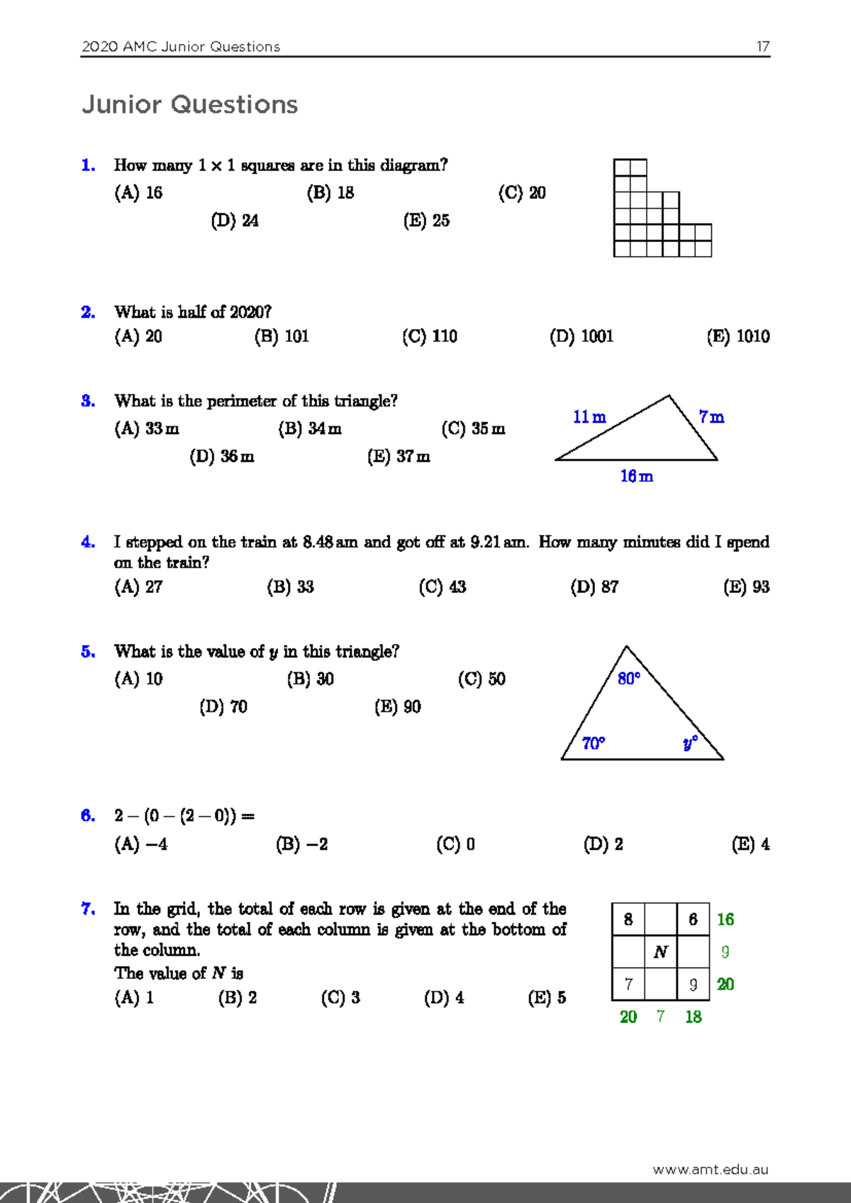 2020 AMC Junior Division Math Problems and Solutions - Studocu