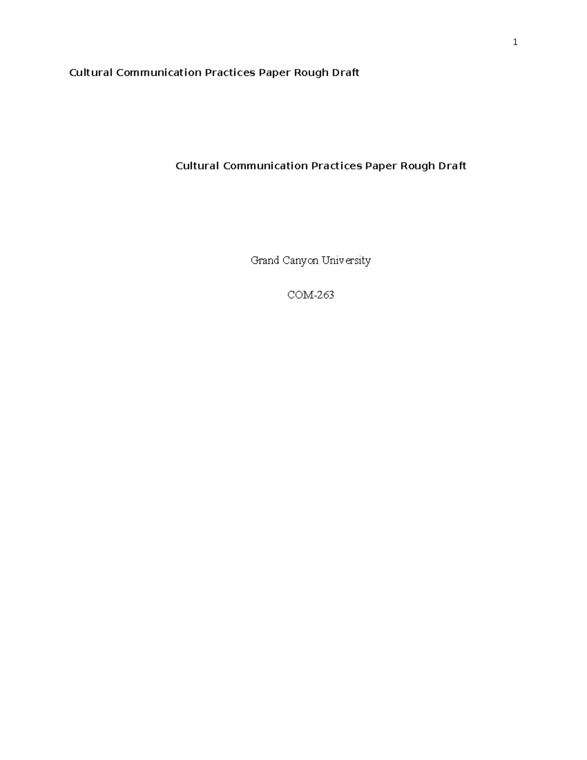 Cultural Communication Practices Paper Rough Draft - The reason I chose ...