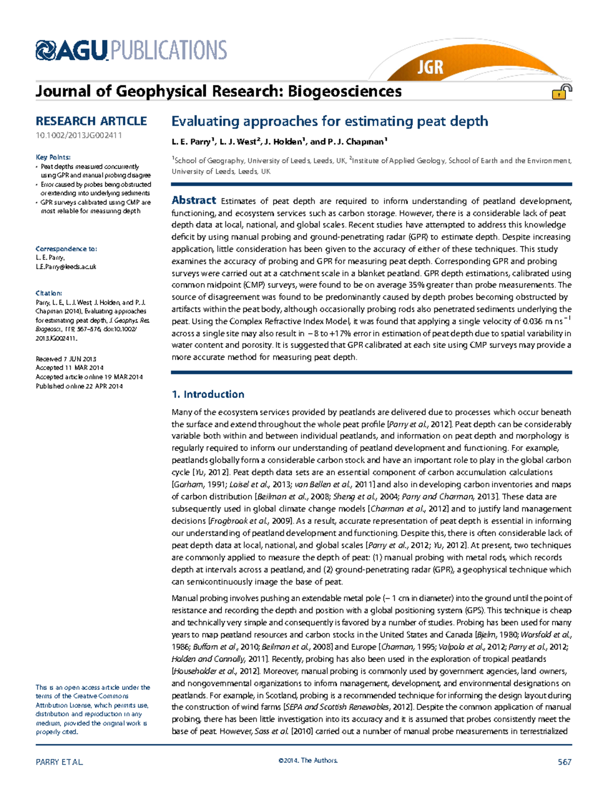 Evaluation of Peat Depth Estimation Techniques: Probing vs GPR - Studocu