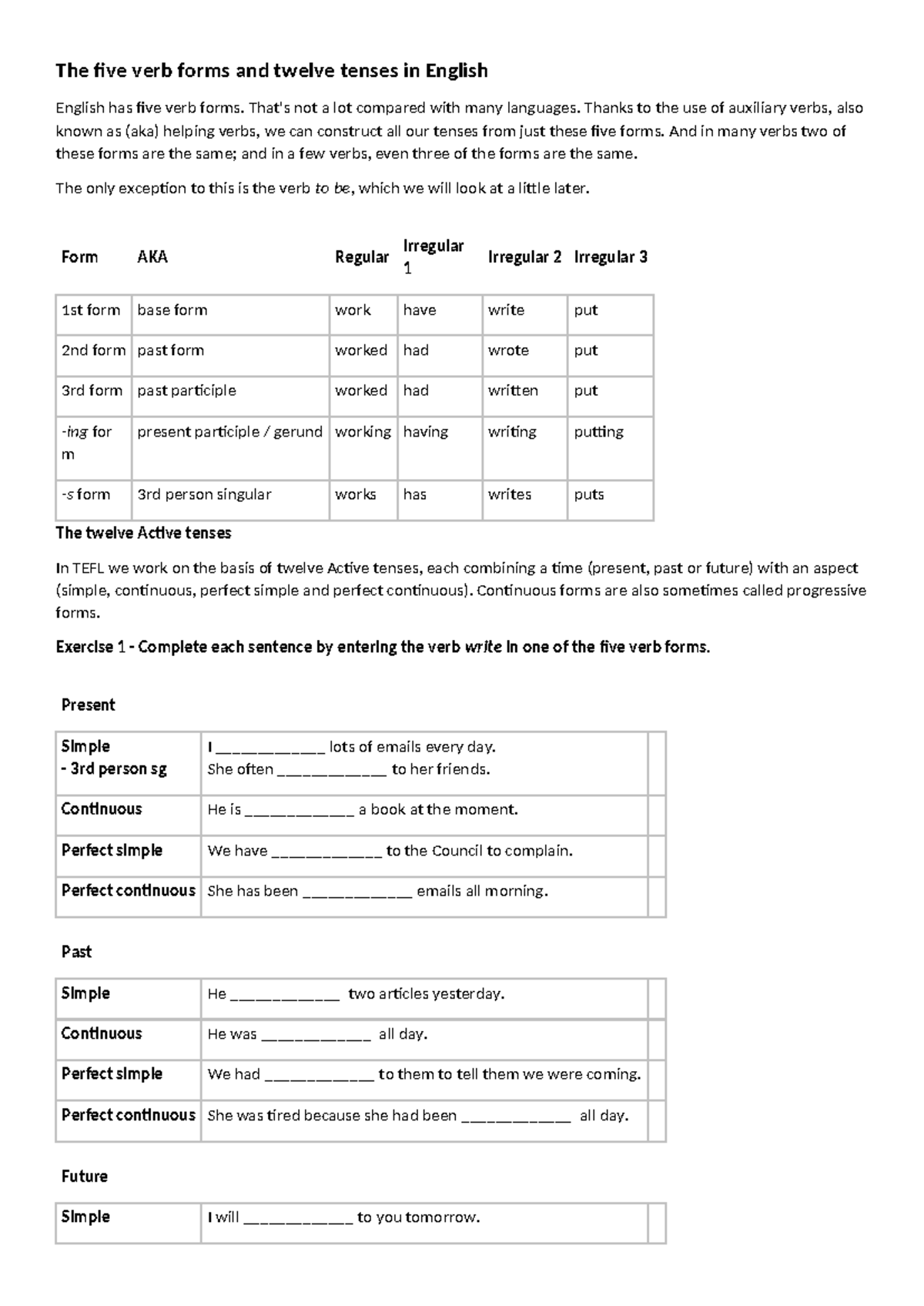English Verb Forms & Tenses: A Comprehensive Guide - Studocu