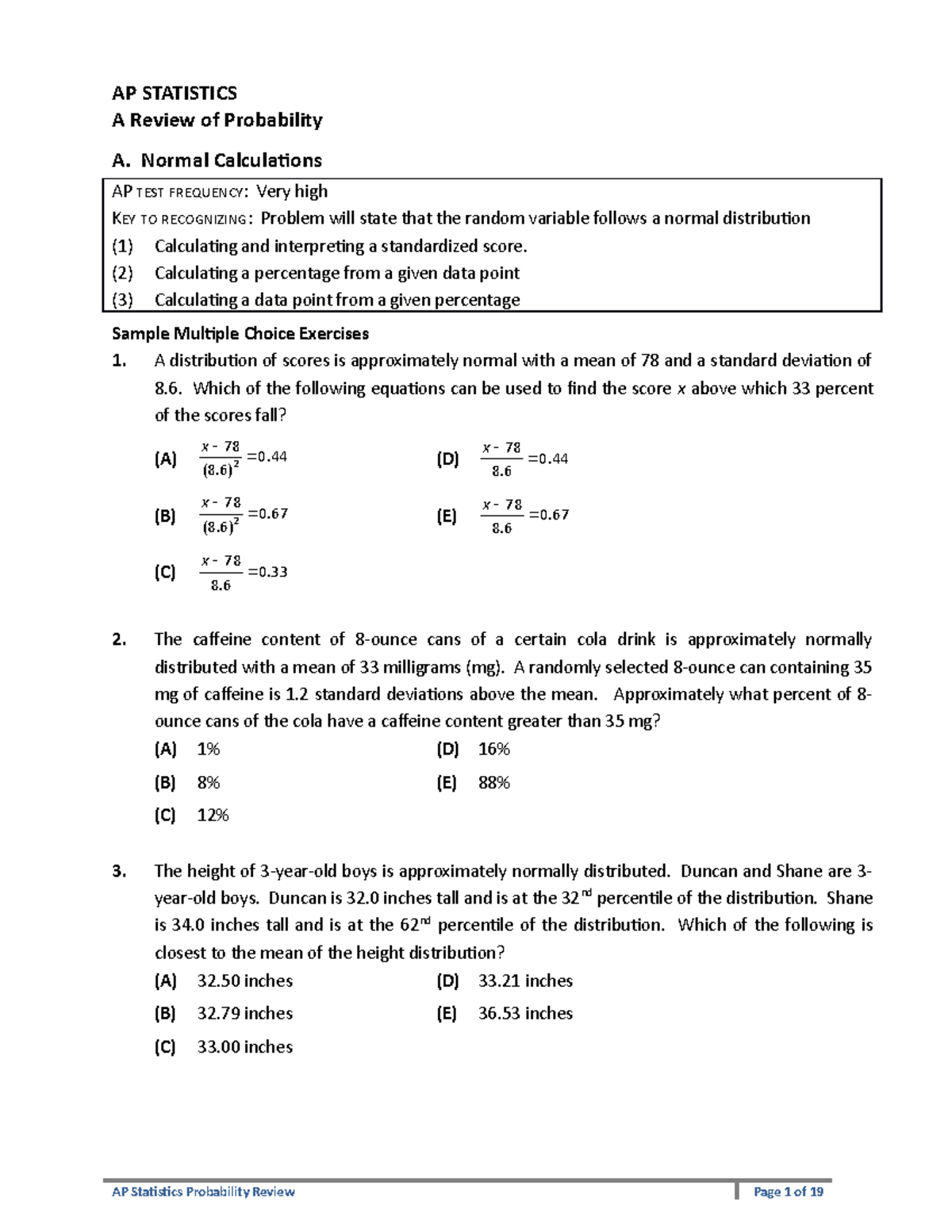 A Complete Review of Probability - AP STATISTICS A Review of ...
