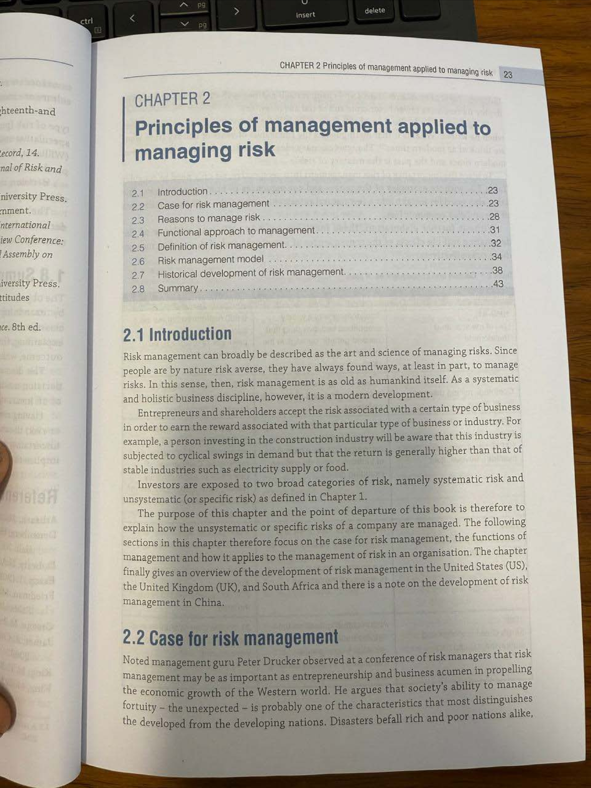 Chapter 2: Principles of Management Applied to Managing Risk (Course Code: - Studocu